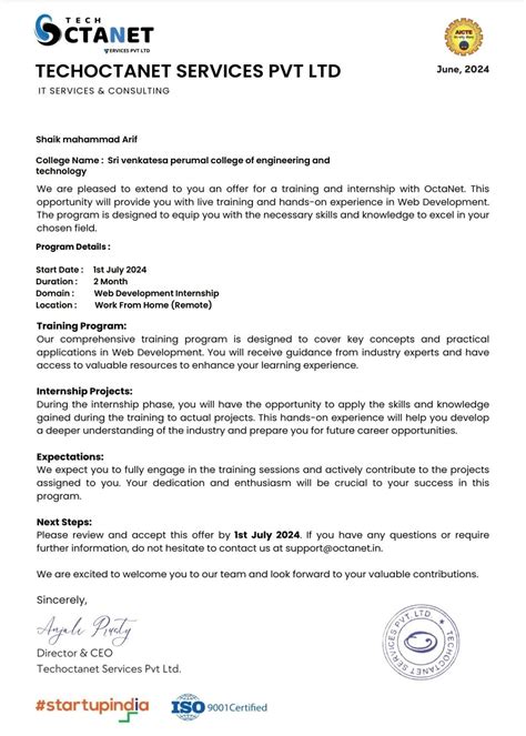 Shaik Mahammad Arif On Linkedin Webdevelopment Internship Octanet