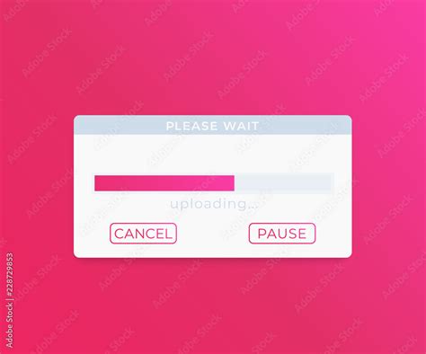 upload window with progress bar vector interface design stock vector