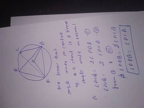 Angles In The Same Segment Of A Circle Are Equal Given A Circle With Centre O Angle Mathrm