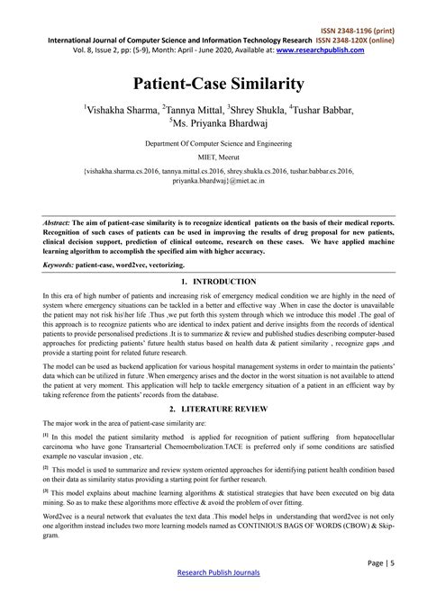 Patient Case Similarity By Research Publish Journals Issuu