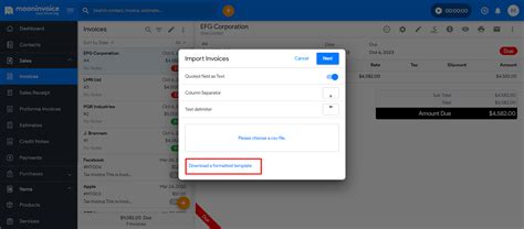 how to create bulk invoices with the import csv option moon invoice