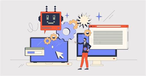 Efficient Workflow And Productive Work Organization Retro Tiny Person