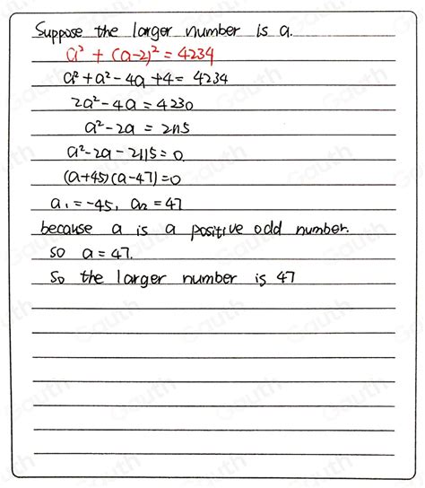solved the sum of the squares of two consecutive positive odd numbers
