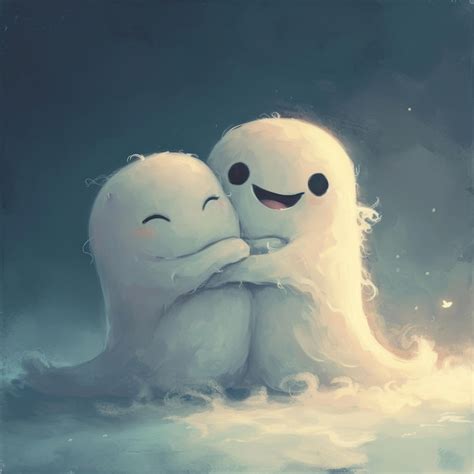 Cute Ghost Hugging Scene Pictures Freepik