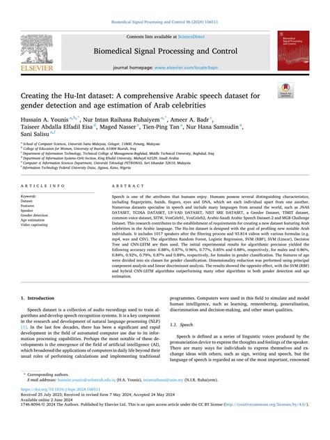 Pdf Creating The Hu Int Dataset A Comprehensive Arabic Speech
