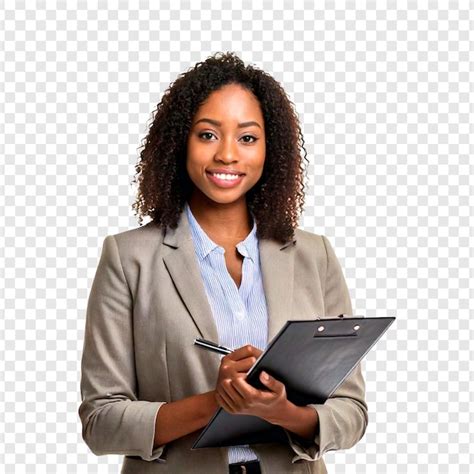 Premium PSD A Woman Is Holding A Notebook And A Pen