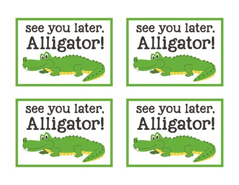 See You Later Alligator Poem Free Printable