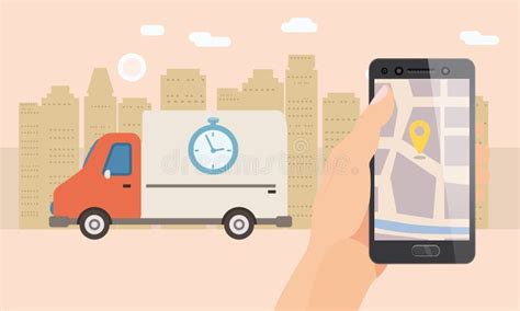 Delivery Truck Service Hand Hold Smartphone Application For Parcel