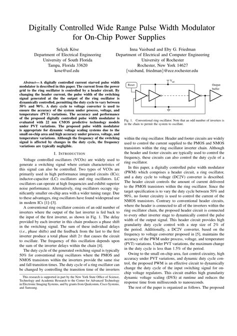 Pdf Digitally Controlled Wide Range Pulse Width Modulator For On Chip