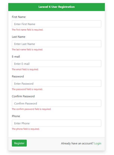 Laravel 6 Custom Login And Registration With Session Programming Fields