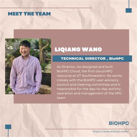 Introducing Our Director Liqiang Wang Under His Expertise And Leadership Our Biohpc Team Has