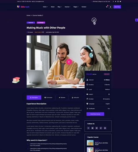 Edurock Tailwind Education Lms Template