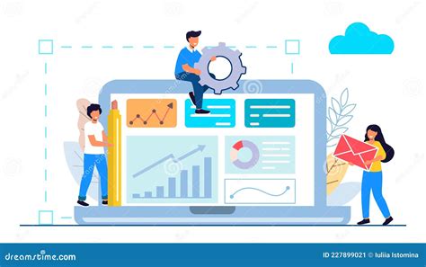 Building Website Project As Programming Homepage Process Tiny Person Stock Vector Illustration