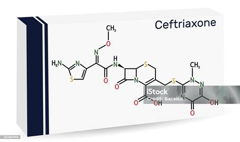 세프트리악손 분자 그것은 광범위 한 스펙트럼 3 세대 세팔로스 포린 항생제 골격 화학 포뮬러 의약품용 용지 포장 0명에 대한 스톡 벡터 아트 및 기타 이미지 Istock