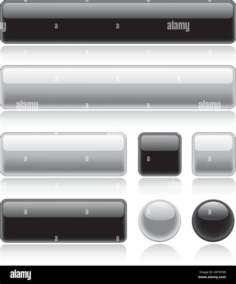 Set Of Various Glossy Web Buttons In Black And White Stock Vector Image And Art Alamy