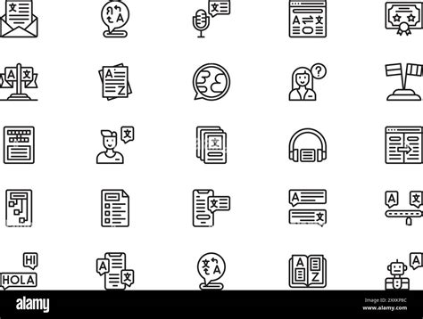Linguistics Icons Collection Is A Vector Illustration With Editable Stroke Stock Vector Image