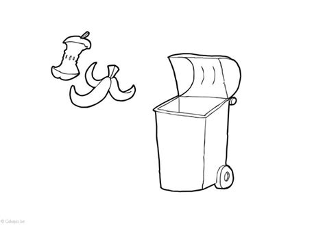 Dibujo Para Colorear De Residuos Orgánicos Que Muestra Un Cubo De