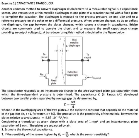 SOLVED: CAPACITANCE TRANSDUCER Another common method to convert diaphragm displacement to a ...