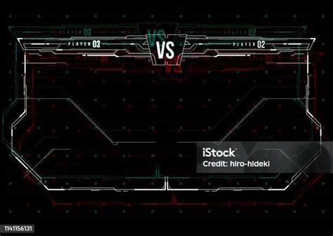 Hud 요소와 대 화면 디자인 두 전투기의 발표 전투 배너 일치 대 문자 경쟁 대결 미래 지향적 인 디자인 개념에 대한 스톡