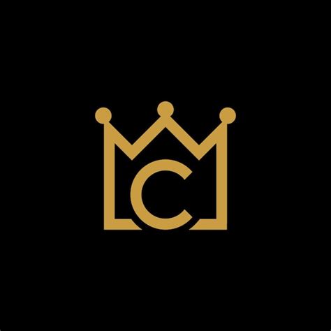 Letter C Pictogram In Gouden Kroondun Lijnpictogram Eenvoudig