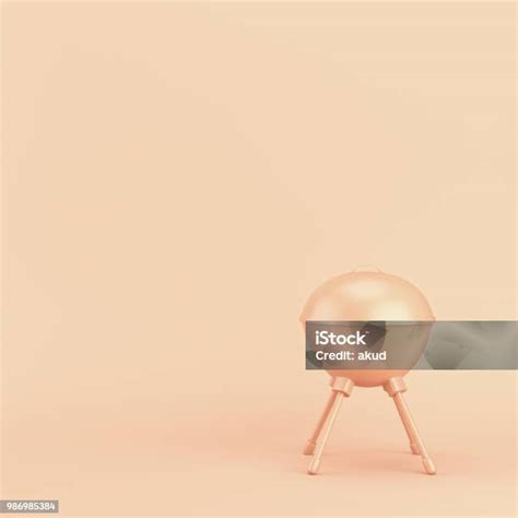 복사 공간 파스텔 컬러로 밝은 배경에 숯 주전자 바베 큐 그릴 3차원 형태에 대한 스톡 사진 및 기타 이미지 3차원 형태 바비큐 가정 생활 Istock