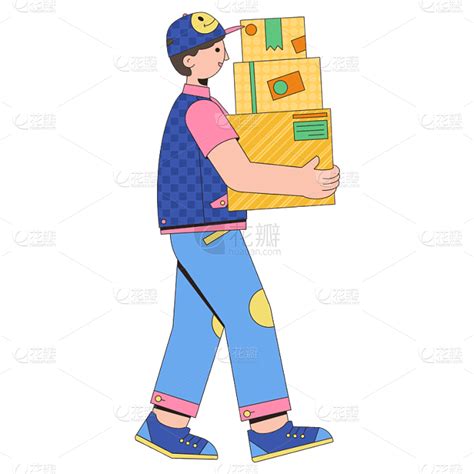 扁平风 人物插画 快递员