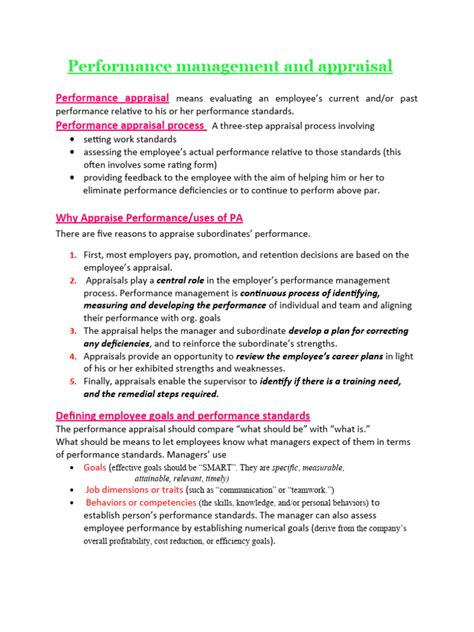 Performance Management And Appraisal Pdf Performance Appraisal Goal