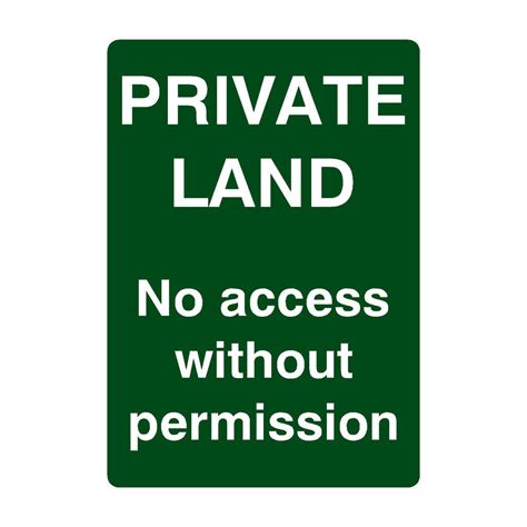 Private Land No Access Without Permission Portrait Sign