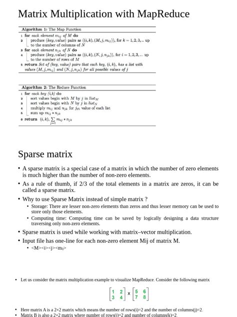 Matrix Multiplication With Mapreduce Pdf Matrix Mathematics Map Reduce