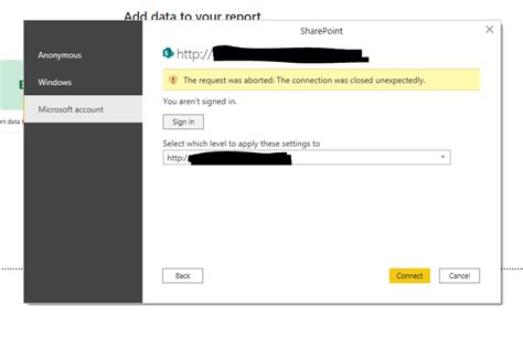 Sharepoint List Credentials The Request Was Abor Microsoft Fabric Community