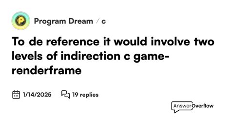 To De Reference It Would Involve Two Levels Of Indirection ```c Game Renderframe
