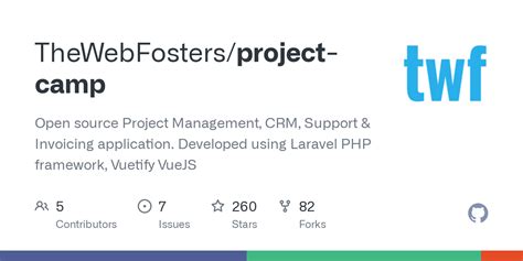 GitHub TheWebFosters Project Camp Open Source Project Management CRM Support Invoicing