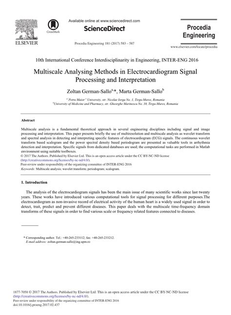 Pdf Multiscale Analysing Methods In Electrocardiogram Signal Processing And Interpretation