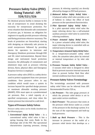 Pressure Safety Valve Sizing API PDF