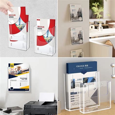 1pc Brochure Holder A4a5 Flyer Holder Acrylic Brochure Holders Wall Mount Pamphlet Holder Clear