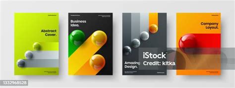 미니멀 한 핸드빌 A4 디자인 벡터 컨셉 세트 기하학적 3d 공 회사 커버 일러스트 컬렉션 A4 용지에 대한 스톡 벡터 아트 및 기타 이미지 Istock