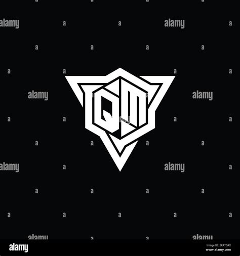 Qm Letter Logo Monogram Hexagon Shape With Triangle Outline Sharp Slice Style Design Template