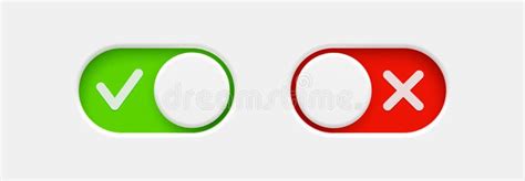 On And Off Toggle Switch Buttons With Check Mark And Cross Signs