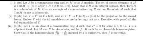 solved i 4 pts let r be a commutative ring and let m be
