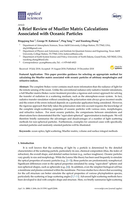 Pdf A Brief Review Of Mueller Matrix Calculations Associated With