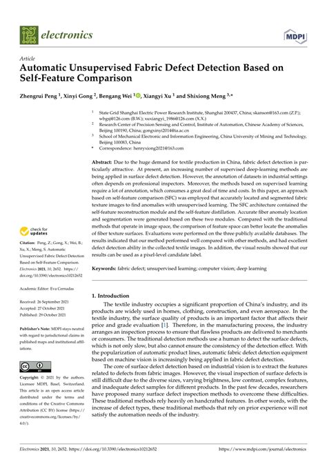 Pdf Automatic Unsupervised Fabric Defect Detection Based On Self Feature Comparison
