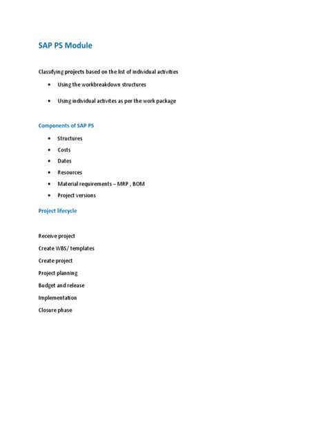 Sap Ps Module Pdf