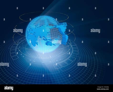 Circular Gui Panel With World Map Floating In Three Dimensional Display