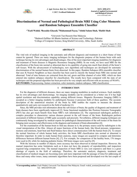 Pdf Discrimination Of Normal And Pathological Brain Mri Using Color
