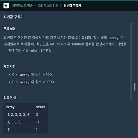 프로그래머스 lv 0 최빈값 구하기