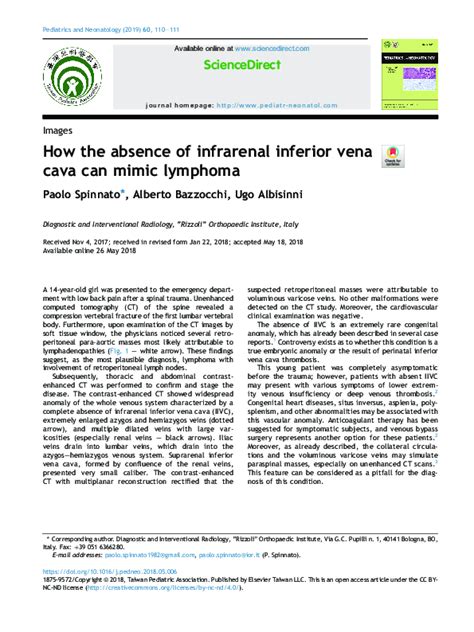 Pdf How The Absence Of Infrarenal Inferior Vena Cava Can Mimic Lymphoma