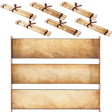 Amazon Com 6 Pcs Blank Scrolls Paper With Wood Rods Vintage Quick Drop Old Scrolls Paper With