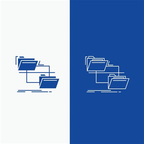 Folder File Management Move Copy Line And Glyph Web Button In Blue Color Vertical Banner For