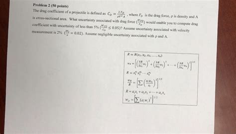 Solved Problem 2 50 Points The Drag Coefficient Of A Chegg Com