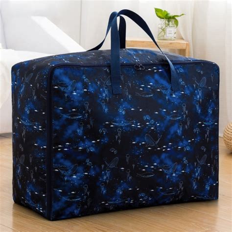 옥스포드 천 퀼트 습기 방지 및 방수 저장 가방 지퍼 휴대용 이동 수하물 가방 사양 70x50x30cm 검은 마음 빈 물고기